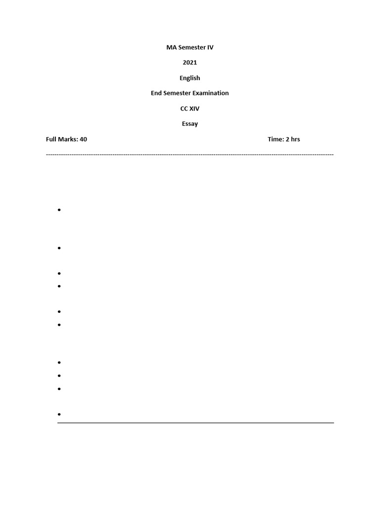 Eng CC Xiv Sem Iv End Sem Exam 2021 | PDF