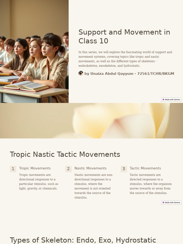 Support and Movement Systems in Biology | PDF | Skeleton | Skeletal System