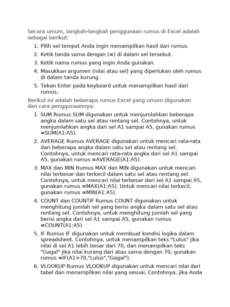 Rangkuman Rumus Excel | PDF