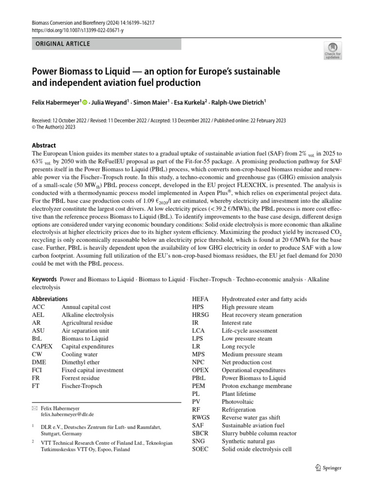 07.power Biomass To Liquid - An Option For SAF | PDF | Gasification ...