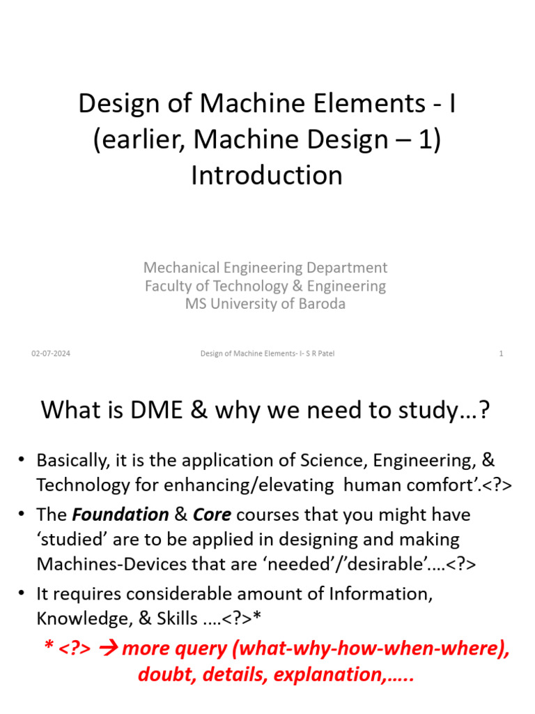DME-1 Intro 2024 | PDF | Bending | Machines