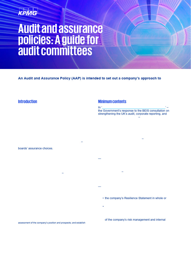 Audit and Assurance Policy | PDF | Internal Control | Audit