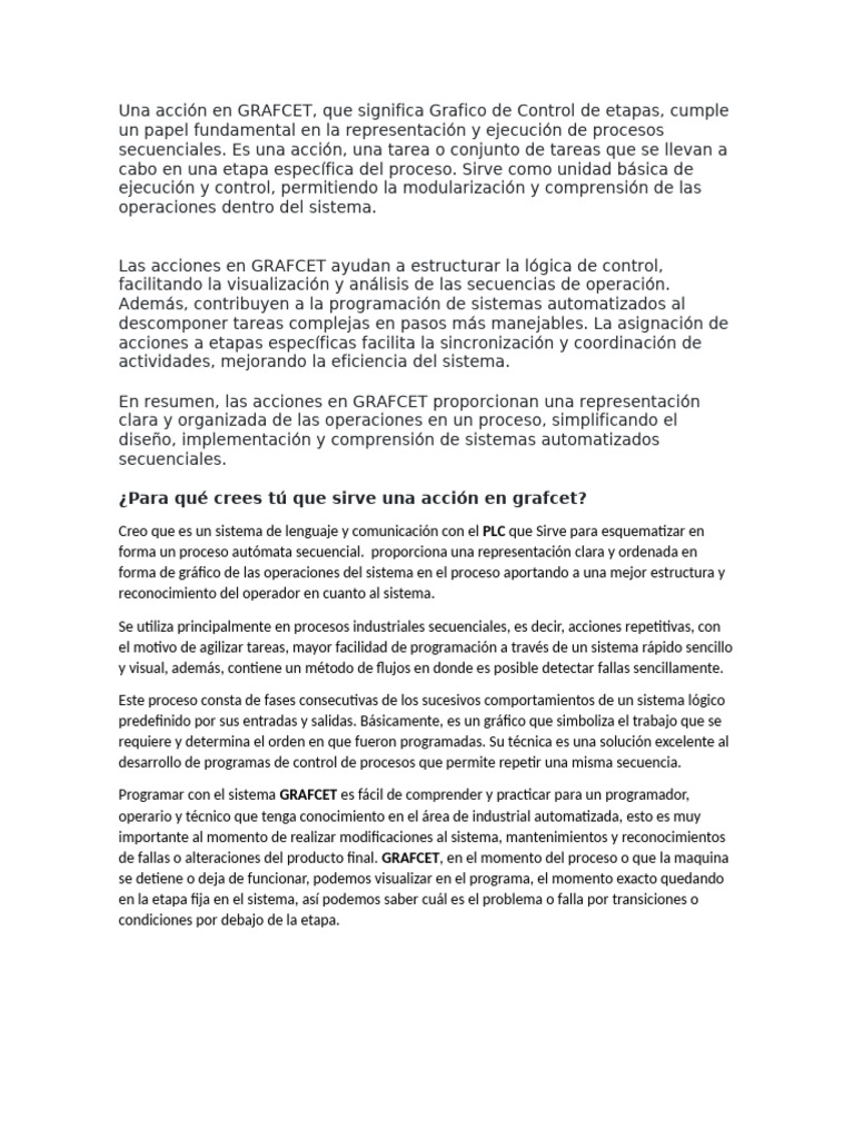 Una Acción en GRAFCET | PDF | Lenguaje de programación | Programación ...