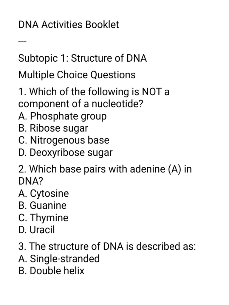 DNA activities | PDF | Dna | Dna Replication