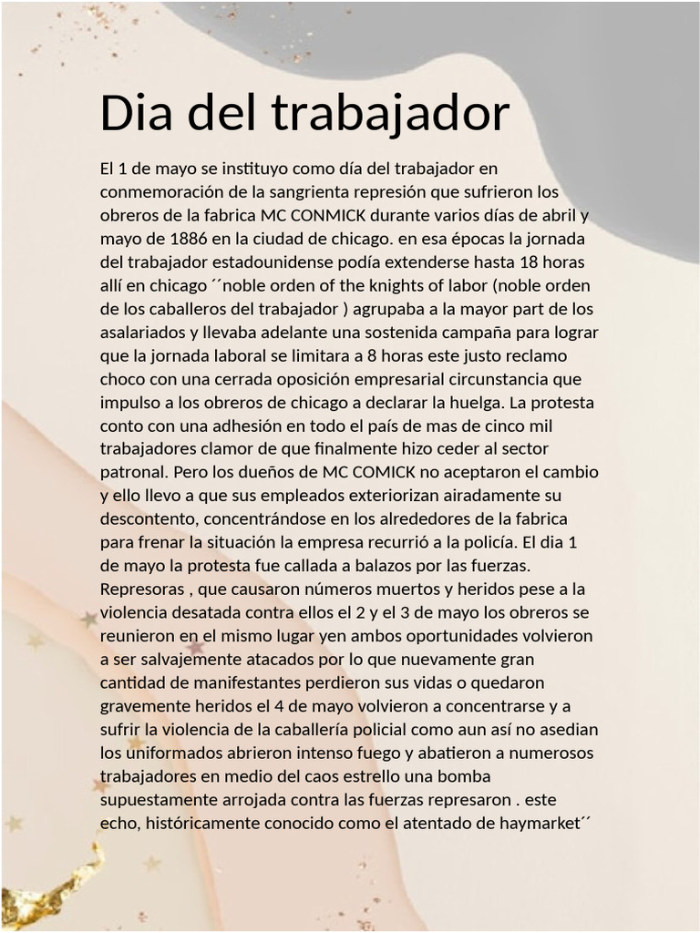 Dia Del Trabajador 2 1 | PDF