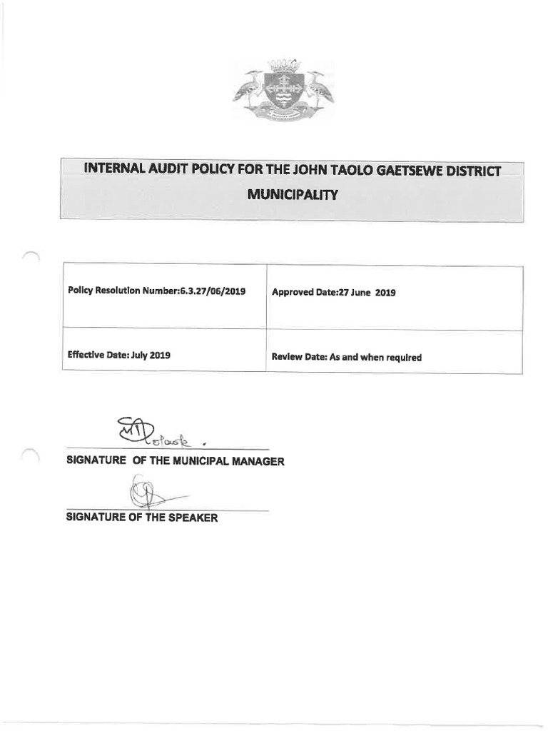 Internal Audit Policy 2019 20 Final | PDF