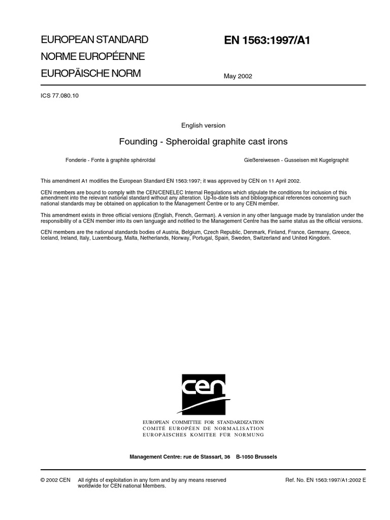 EN 1563 1197 A1 - Material Mech. Prop | PDF