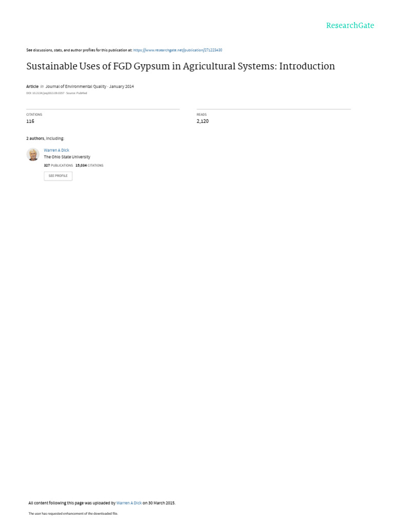 Sustainable Uses of FGD Gypsum in Agricultural Systems: Introduction ...