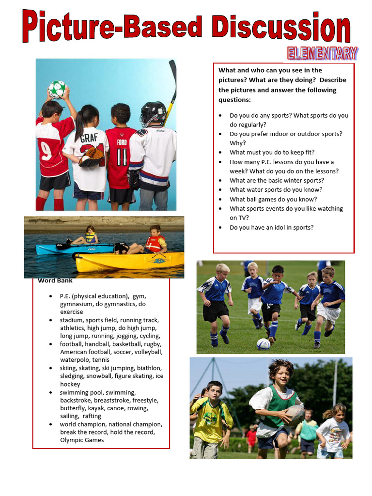 Picturebased Discussion Elementary 12 Sports Fun Activities Games ...