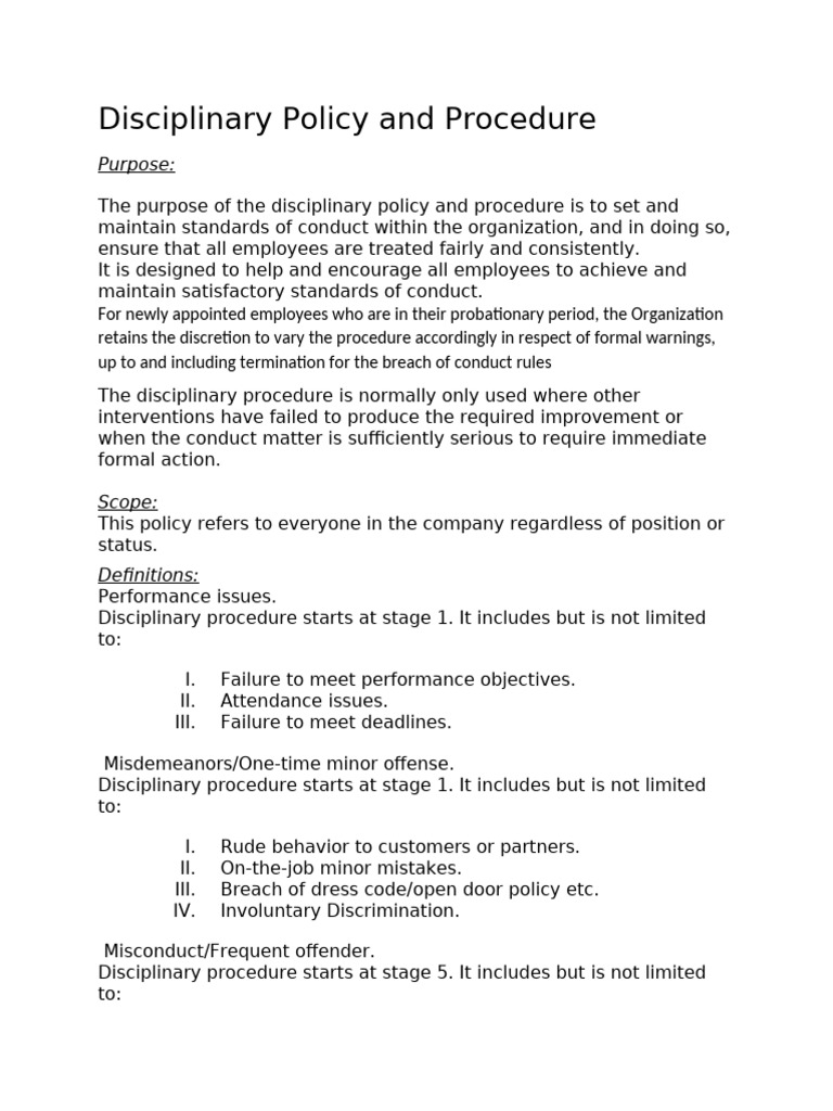 Disciplinary Policy and Procedure | PDF | Employment | Corruption