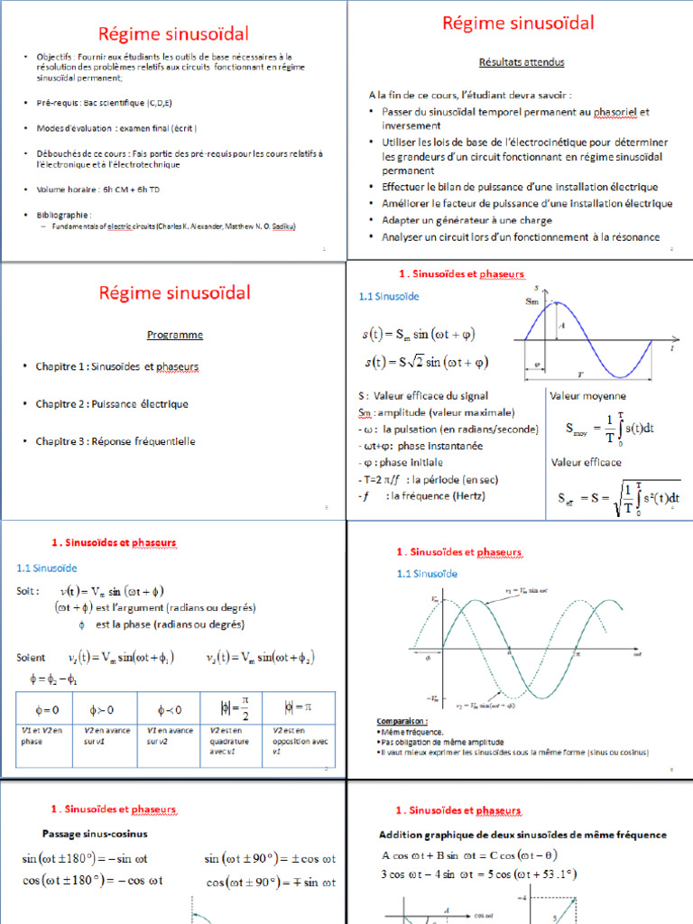 Circuits Electriques Regime Sinusoidal | PDF