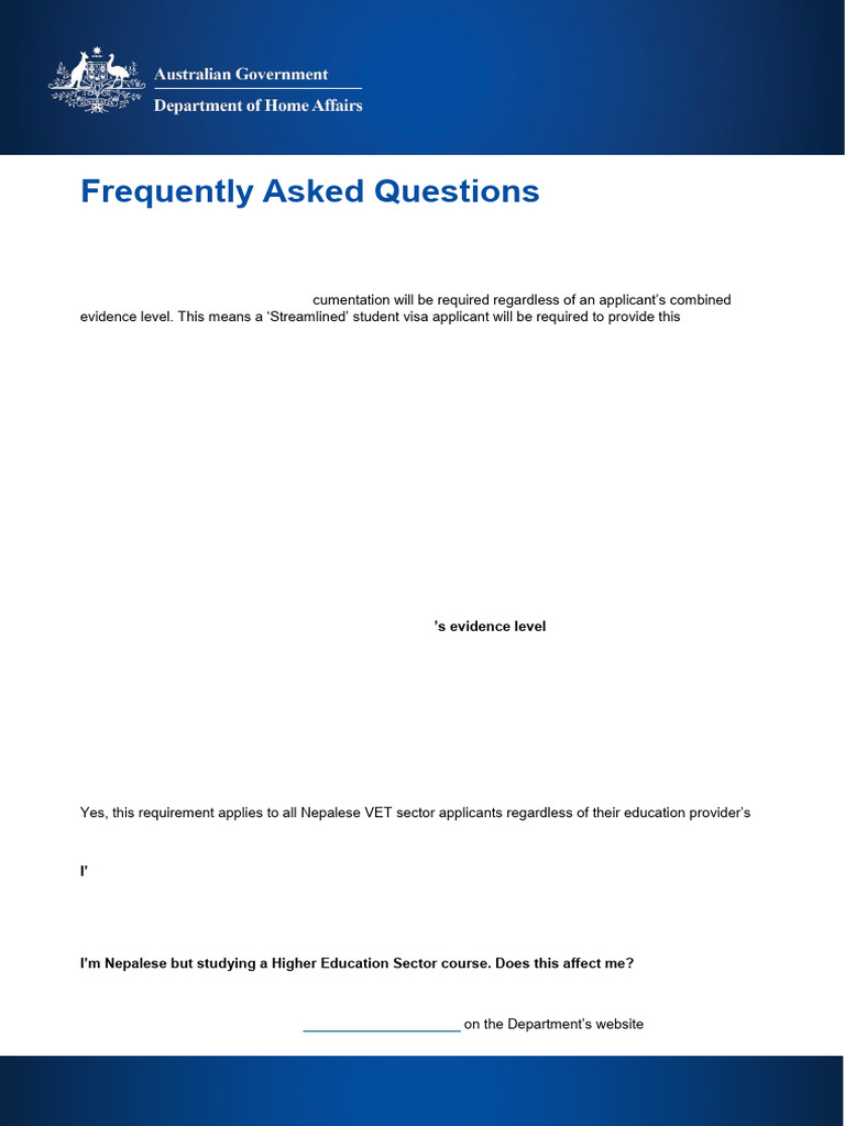 FAQ Fact Sheet - Additional Evidentiary Requirements For Nepal VET Sector Visa Applicants | PDF ...