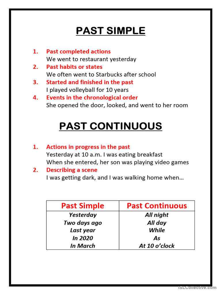 Past Simple Vs Past Continuous | PDF