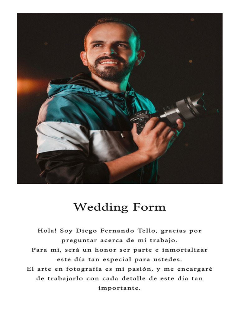 Diego Fernando Tello Photography Form | PDF