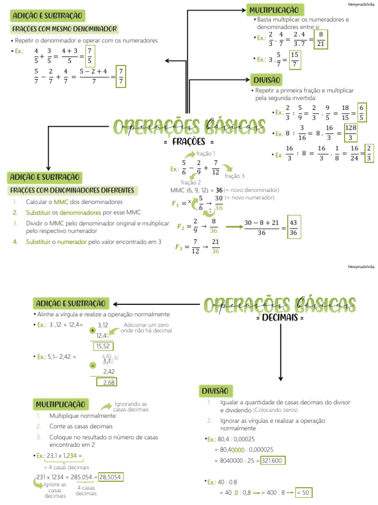 Operações com Frações e Decimais | PDF | Números | Objetos matemáticos