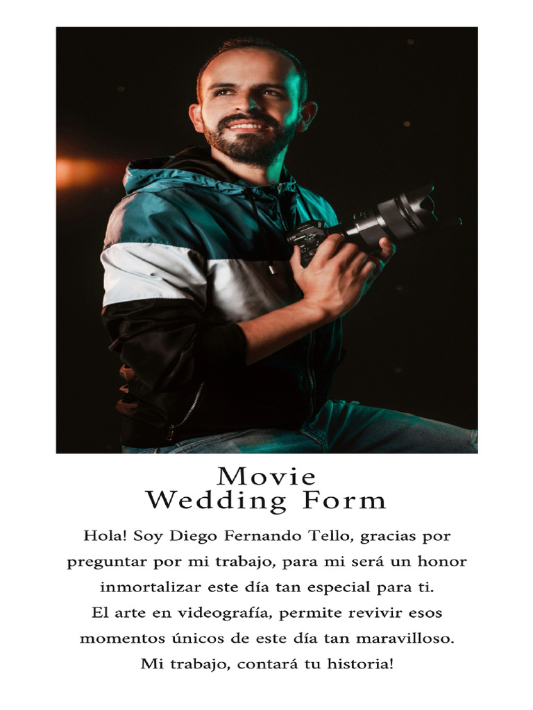 Diego Fernando Tello Wedding Video Form | PDF
