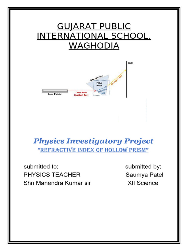 Hollow-Prism 2 XII Physics Investigatory Project | PDF | Refractive ...