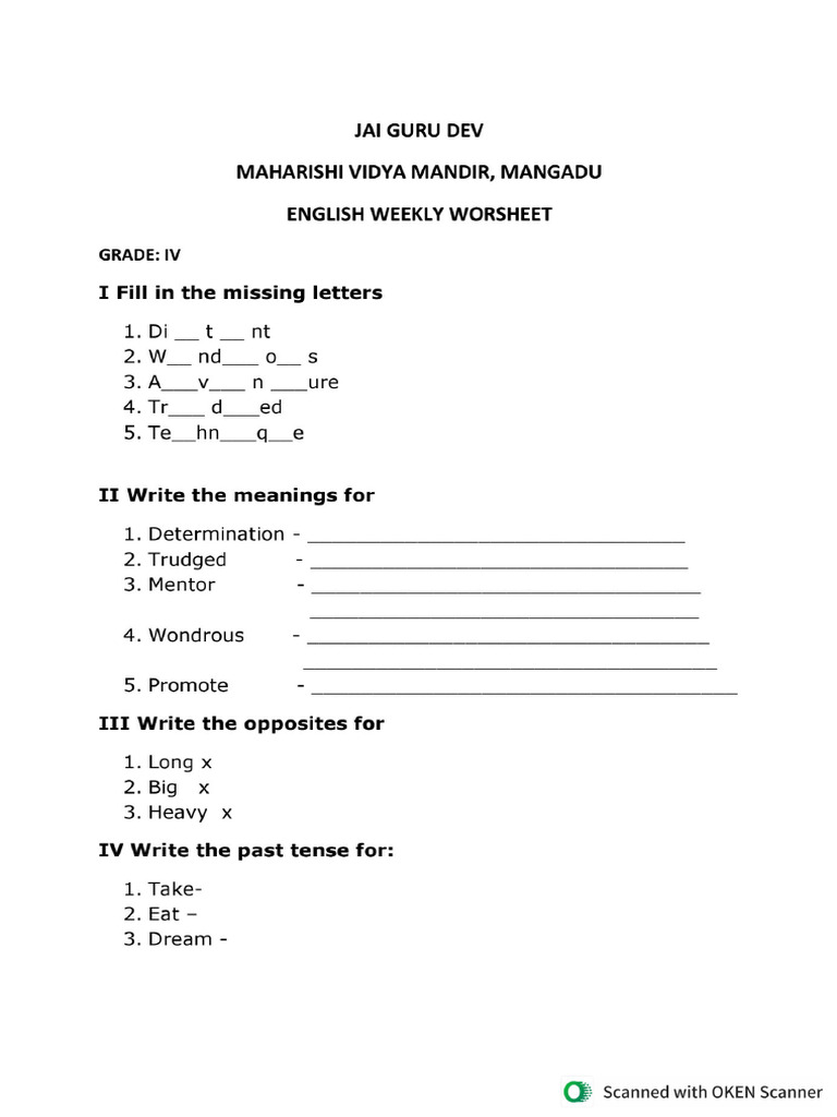 Grade 4 Oct Weekly Worksheets | PDF