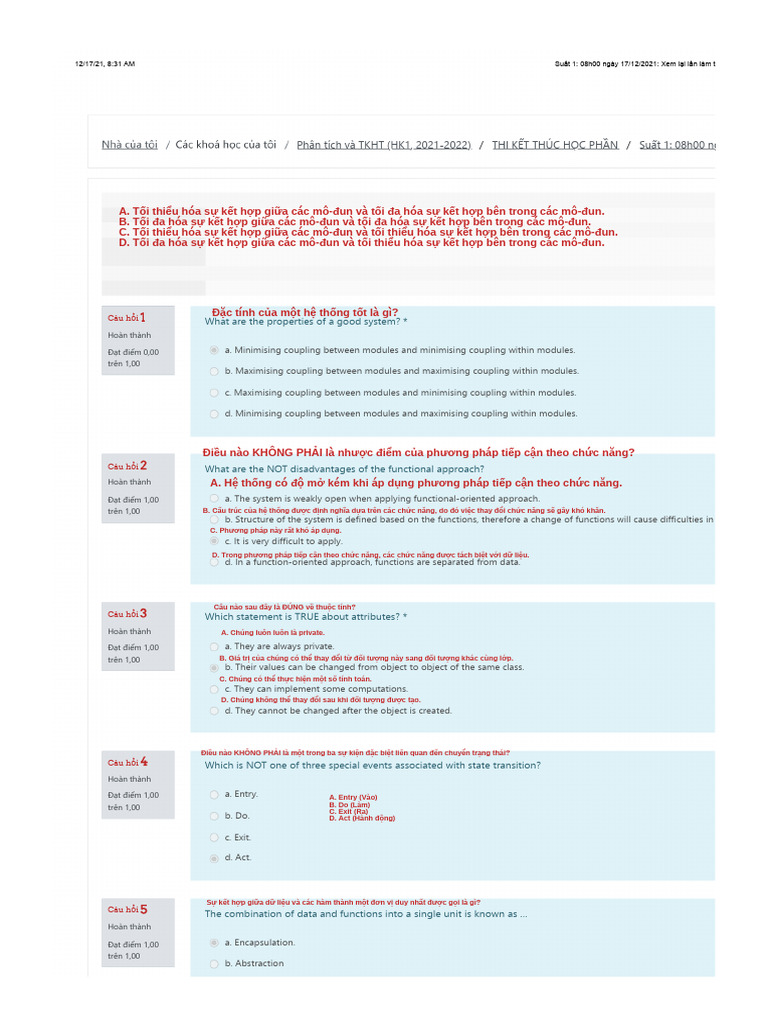 735918487 VKU Phan tich thiết kế hệ thống Đề thi cuối ki | PDF