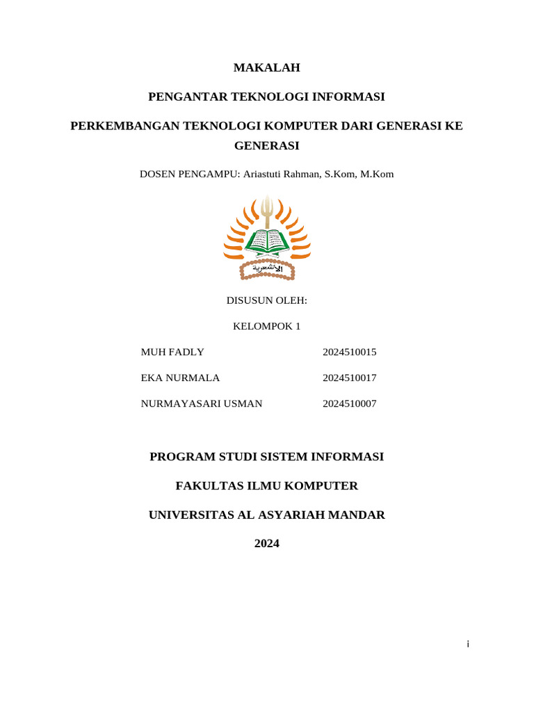 Kelompok 1 Pengantar Teknologi Info | PDF