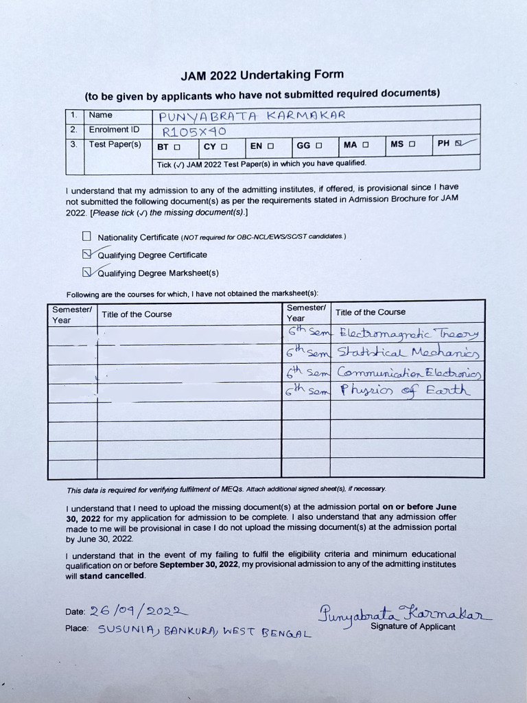 @undertaking form | PDF | Qualifications | Vocational Education