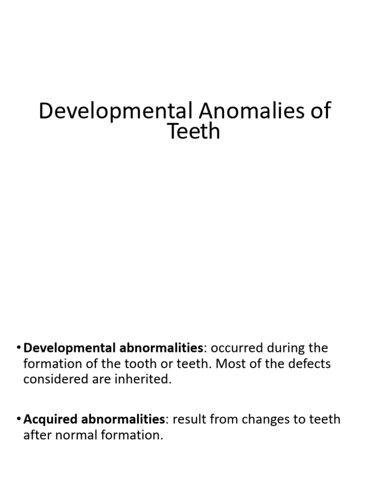 Dental Anomalies Overview | PDF | Human Tooth | Tooth Enamel
