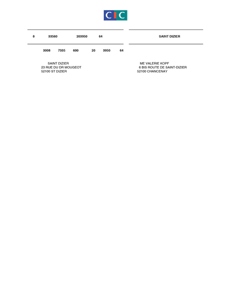 RIB et IBAN du CIC Saint Dizier | PDF