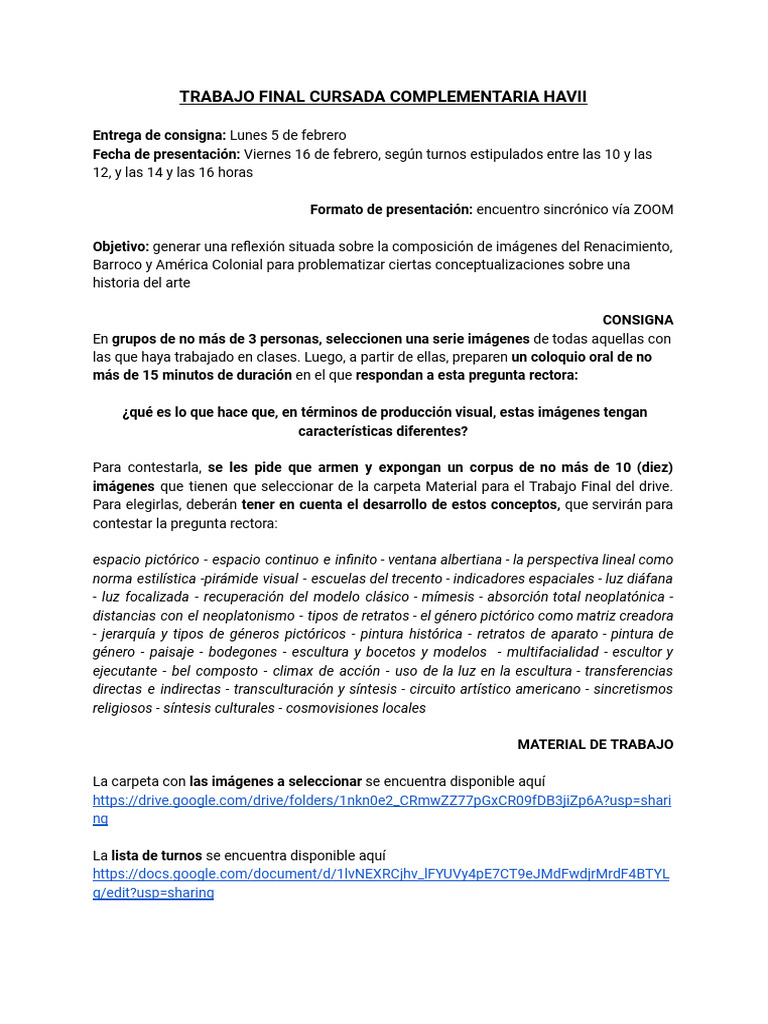 Trabajo Final Cursada Complementaria Havii 2024 | PDF | Pinturas