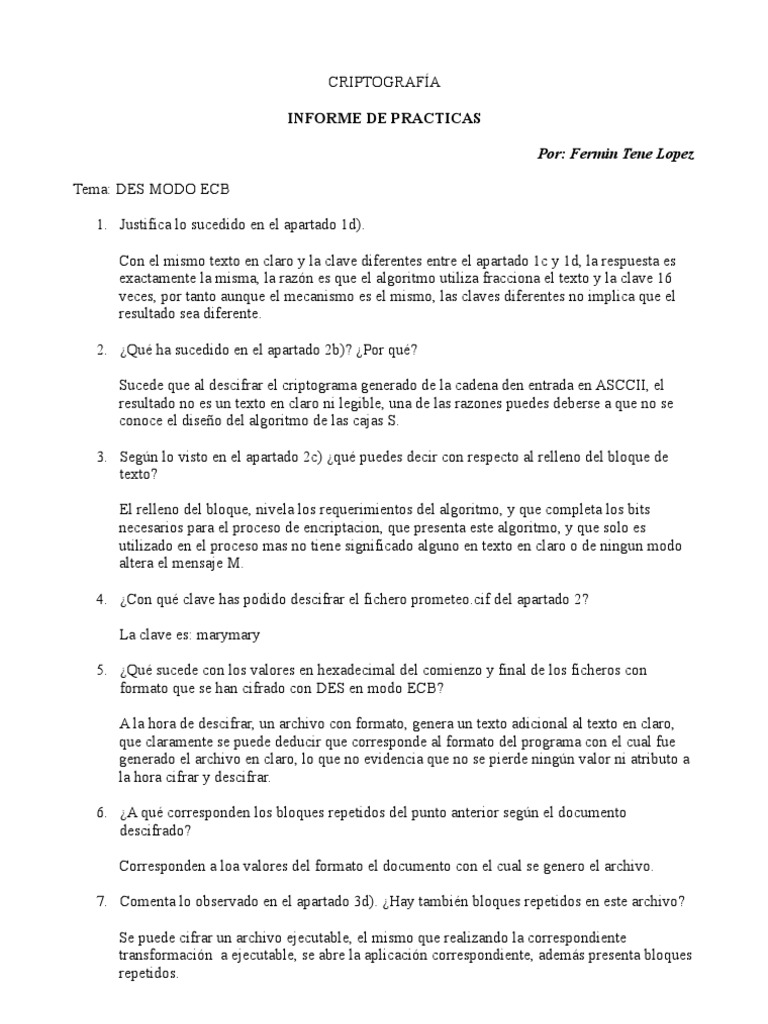 Ejercicios Cap 3 | PDF | Clave (criptografía) | Criptografía