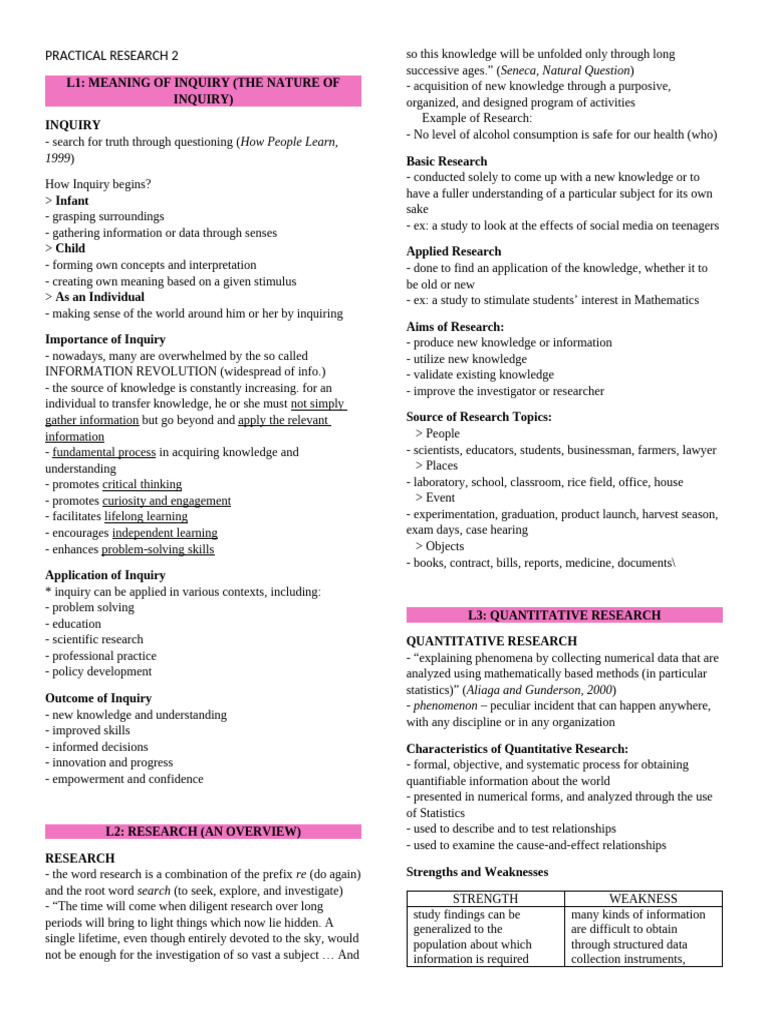 PR 2 Notes | PDF | Quantitative Research | Statistics