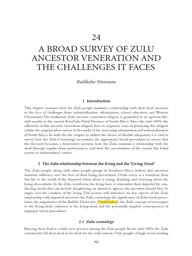 A Broad Survey of Zulu Ancestor Veneration and The Challenges It Faceszulu Ancestor Veneration ...