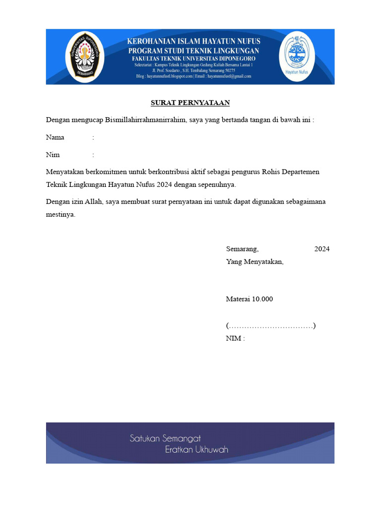 Surat Pernyataan Komitmen HN 2024 | PDF