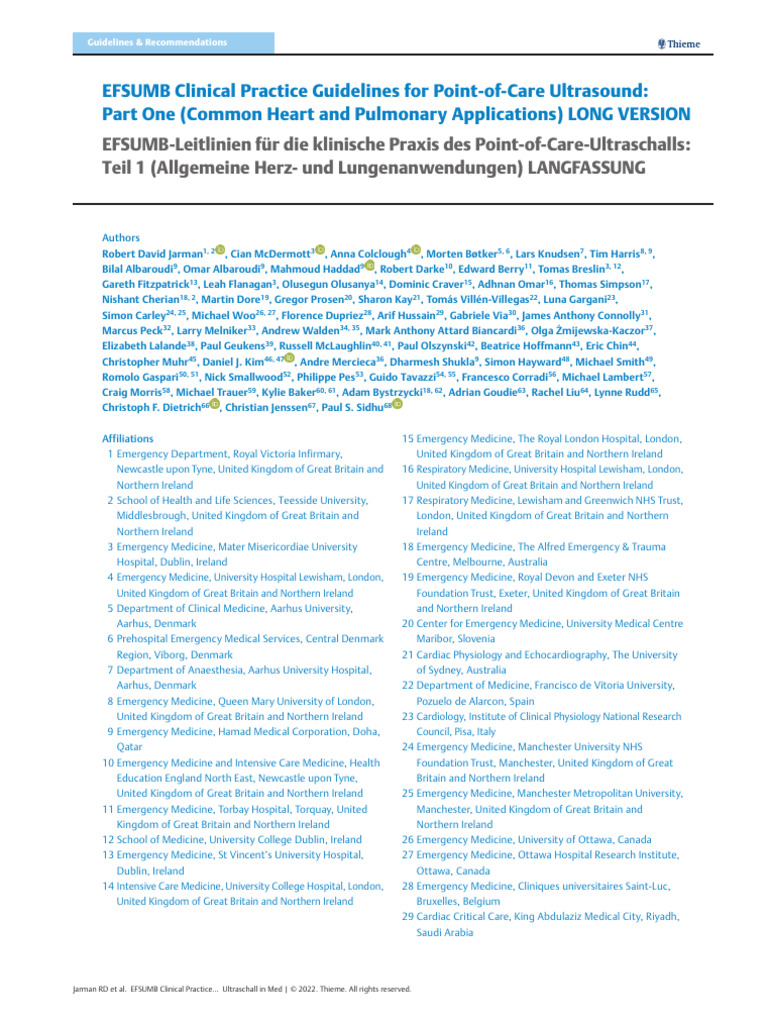 Point of Care Heart and Lung Ultrasound Clinical Practice Guidelines | PDF | Evidence Based ...
