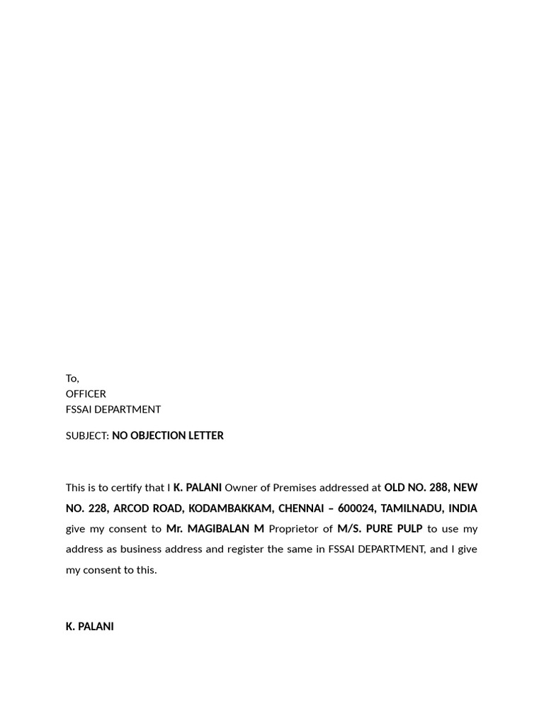 NOC Fssai | PDF