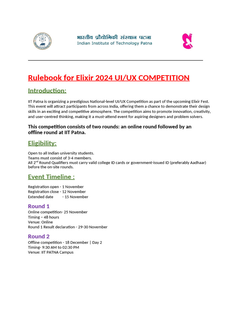 Rulebook For Elixir 2024 UI UX | PDF | Scratch (Programming Language)