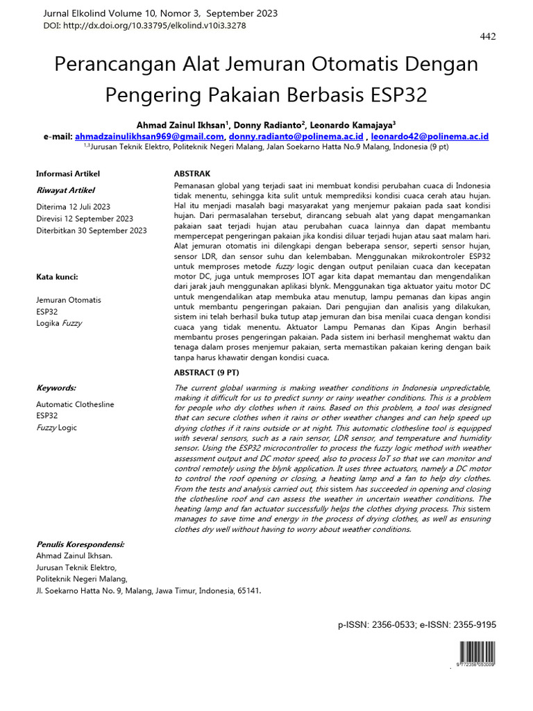 Perancangan Alat Jemuran Otomatis Dengan Pengering | PDF Perancangan Alat Jemuran Otomatis Dengan Pengering | PDF