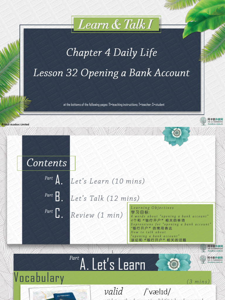 Opening a Bank Account Essentials | PDF | Vocabulary | Cognitive Science