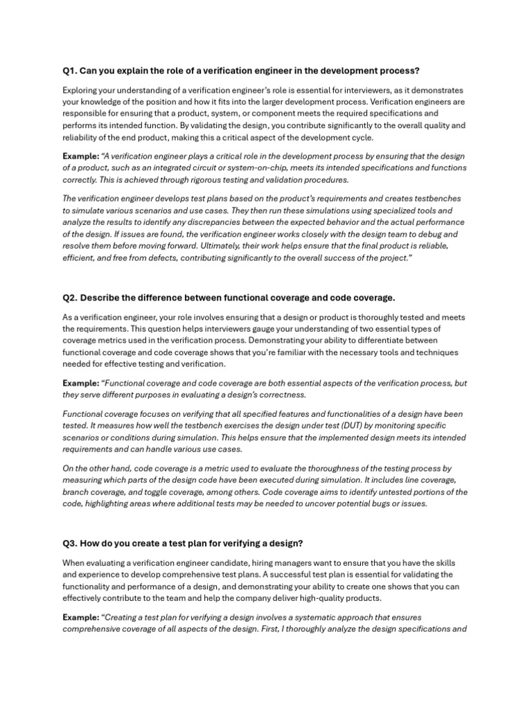 Verification Interview QnA Part 1 | PDF | Formal Verification ...