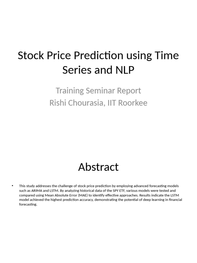Enhanced Stock Price Prediction Presentation v2 | PDF | Autoregressive Integrated Moving Average ...