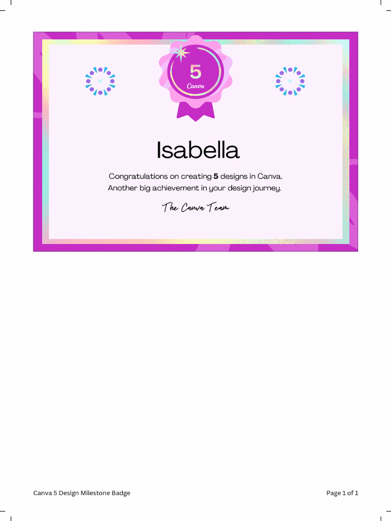 Canva 5 Design Milestone Badge | PDF