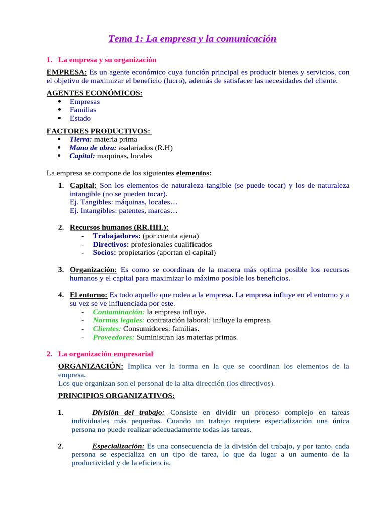 CEAC Tema 1 LA EMPRESA Y LA COMUNICACIÓN | PDF | Business | Comunicación