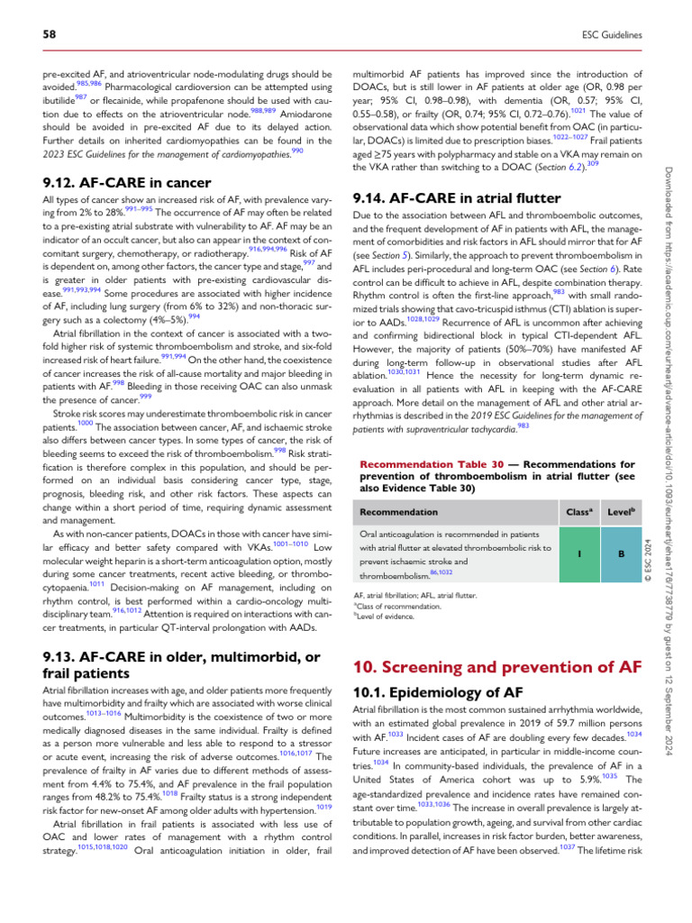 9.12. AF-CARE in Cancer 9.14. AF-CARE in Atrial Flutter: 10. Screening ...