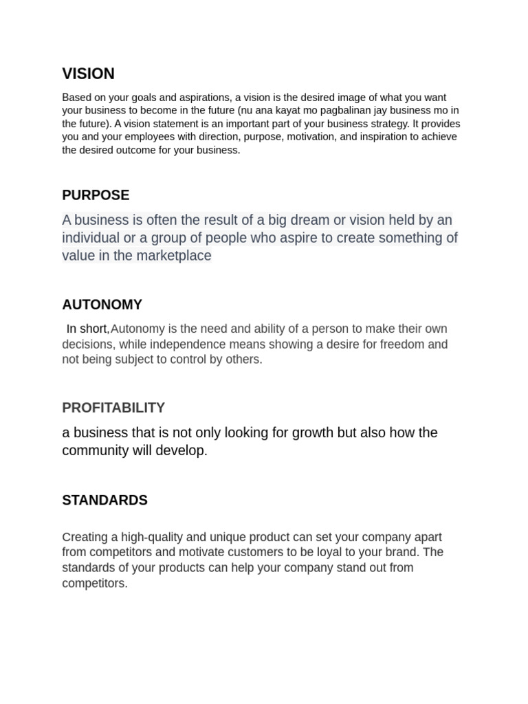 Vision: Purpose | PDF
