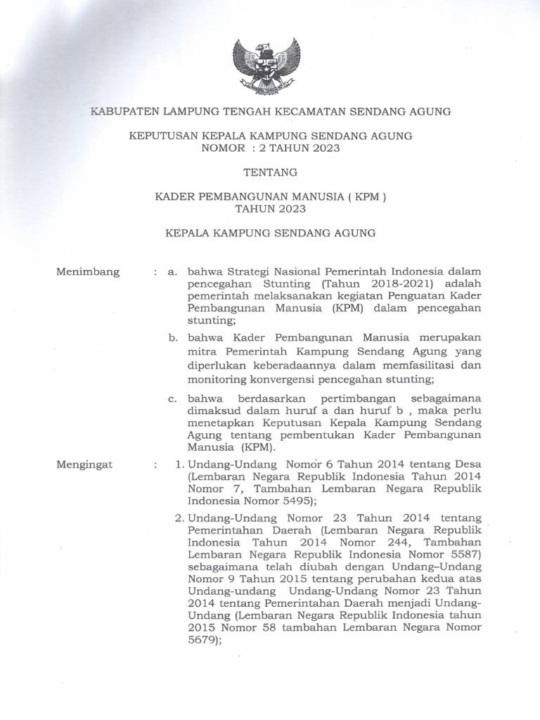 SK KPM Sendang Agung 2023 | PDF
