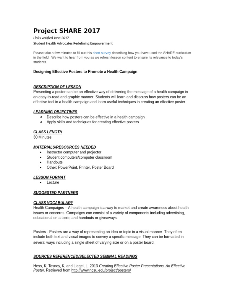 Designing Effective Posters Lesson Plan | PDF | Poster | Lecture