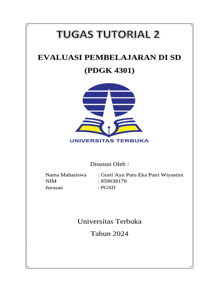 Tugas 2 Evaluasi Pembelajaran Di SD | PDF