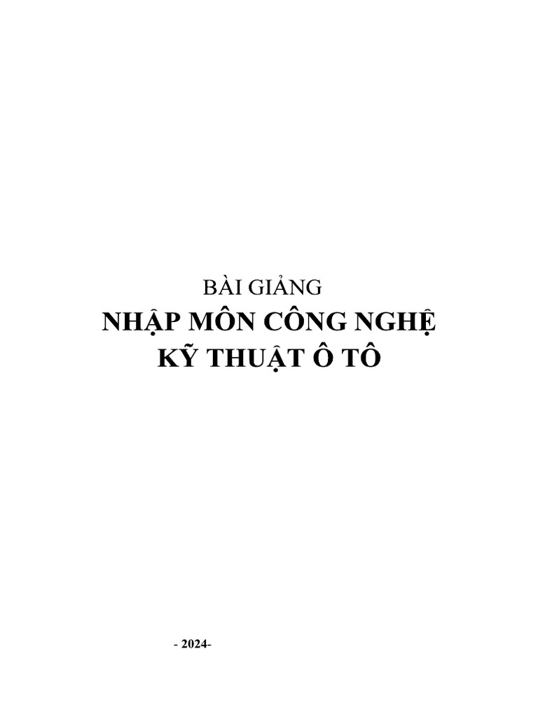 Nhap Mon Cong Nghe o To 2024 - K47A.B | PDF