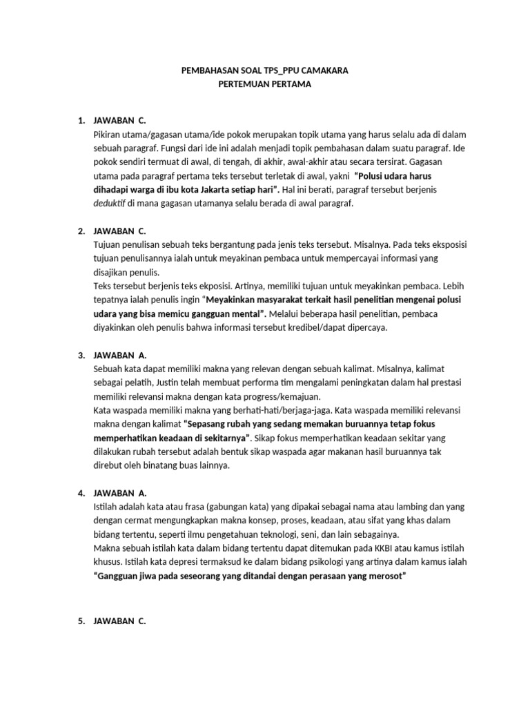 Soal dan Pembahasan TPS_PPU | PDF