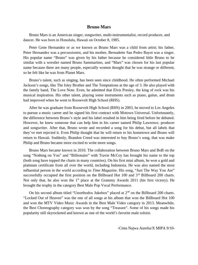 Contoh Biographical Recount | PDF | Pop Songs | Contemporary Music