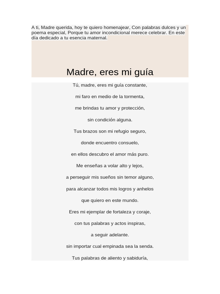 Madre, Eres Mi Guía | PDF